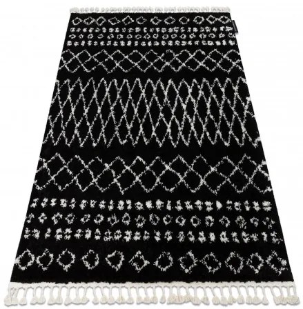 koberec BERBER ETHNIC 63802, černo bílý střapce, Maroko Shaggy velikost 200x290 cm | krásné koberce cz