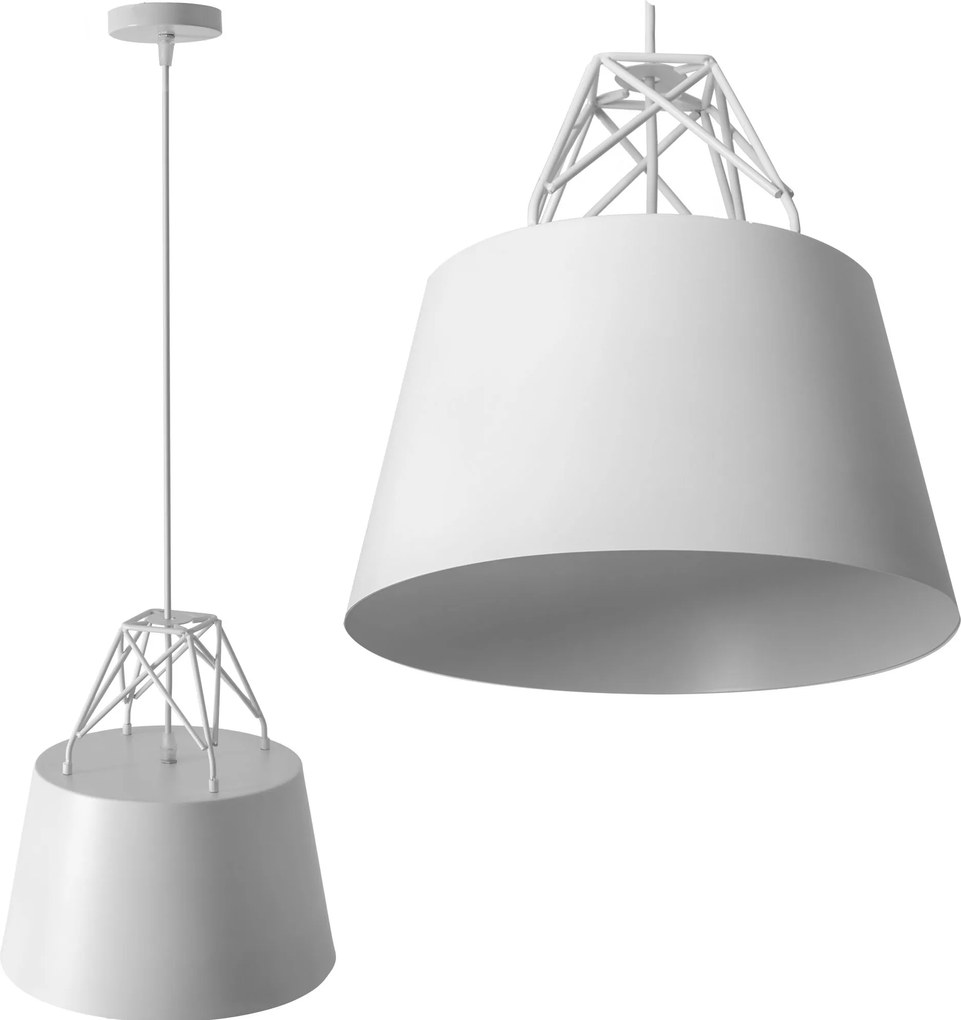 Toolight Toolight, závěsná kovová stropní lampa 1xE27 APP423-1CP, bílá, OSW-00553