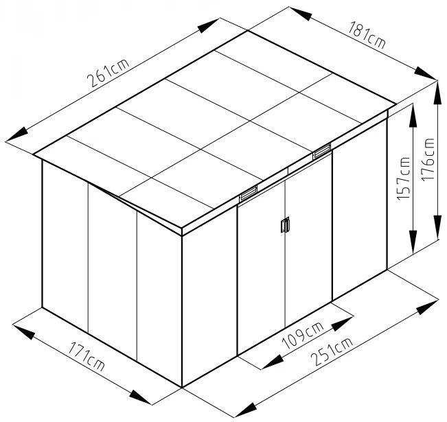 IWHOME Zahradní domek ZEUS 2C 4,72 m&sup2; antracit + podlahová konstrukce ZEUS 2C IWH-10230007 + IWH-10240007