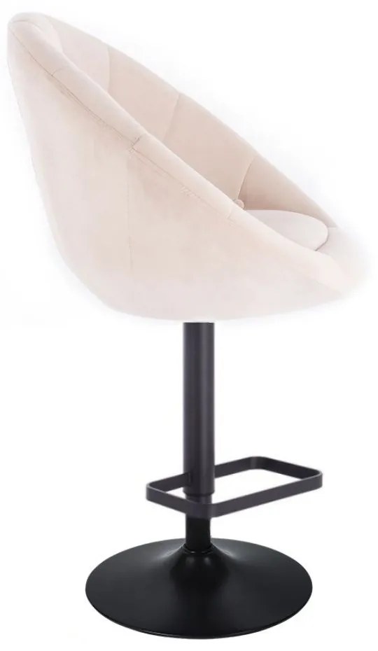 LuxuryForm Barová židle VERA VELUR na černém talíři - krémová