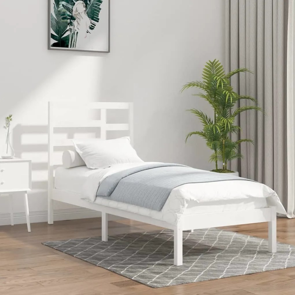 vidaXL Rám postele masivní dřevo 75 x 190 cm Small Single [3105759] Barva: Bílá