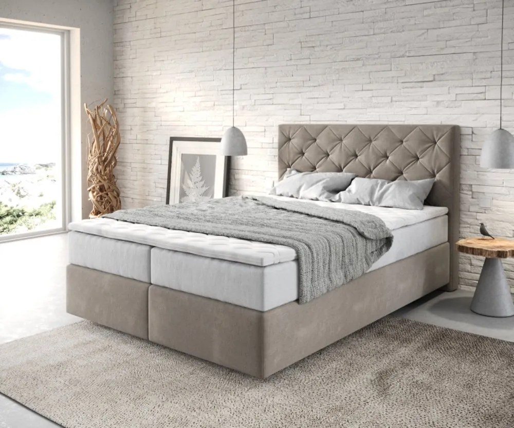 Boxspring postel Dream-Great 140x200 cm béžová mikrovlákno
