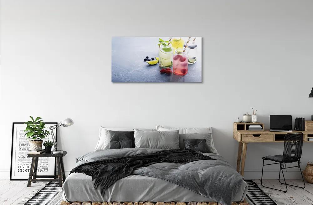 akrylový obraz Koktejl malina vápno citron 100x50 cm
