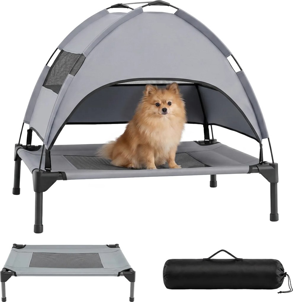 Costway Vyvýšený pelíšek pro psa s nebesy Lehátko pro psy – 78,5 × 63 × 70 cm