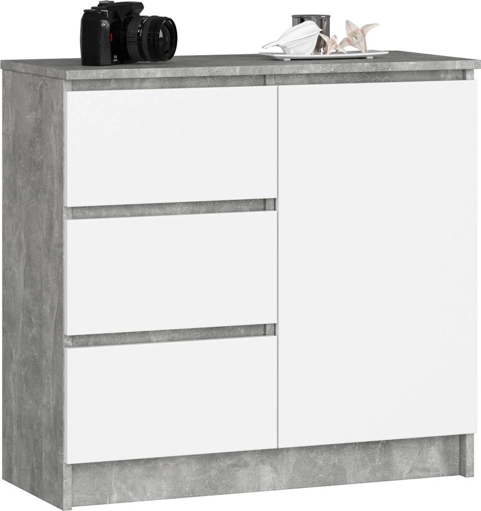 Komoda K80 Jerry 1D3SZ beton/bílá