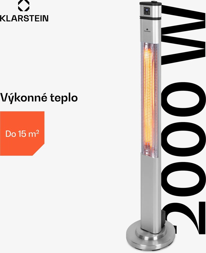 Blumfeldt Heat Guru Plus, infračervený ohřívač, 2000 W, 3 stupně ohřevu, dálkové ovládání, stříbrná barva