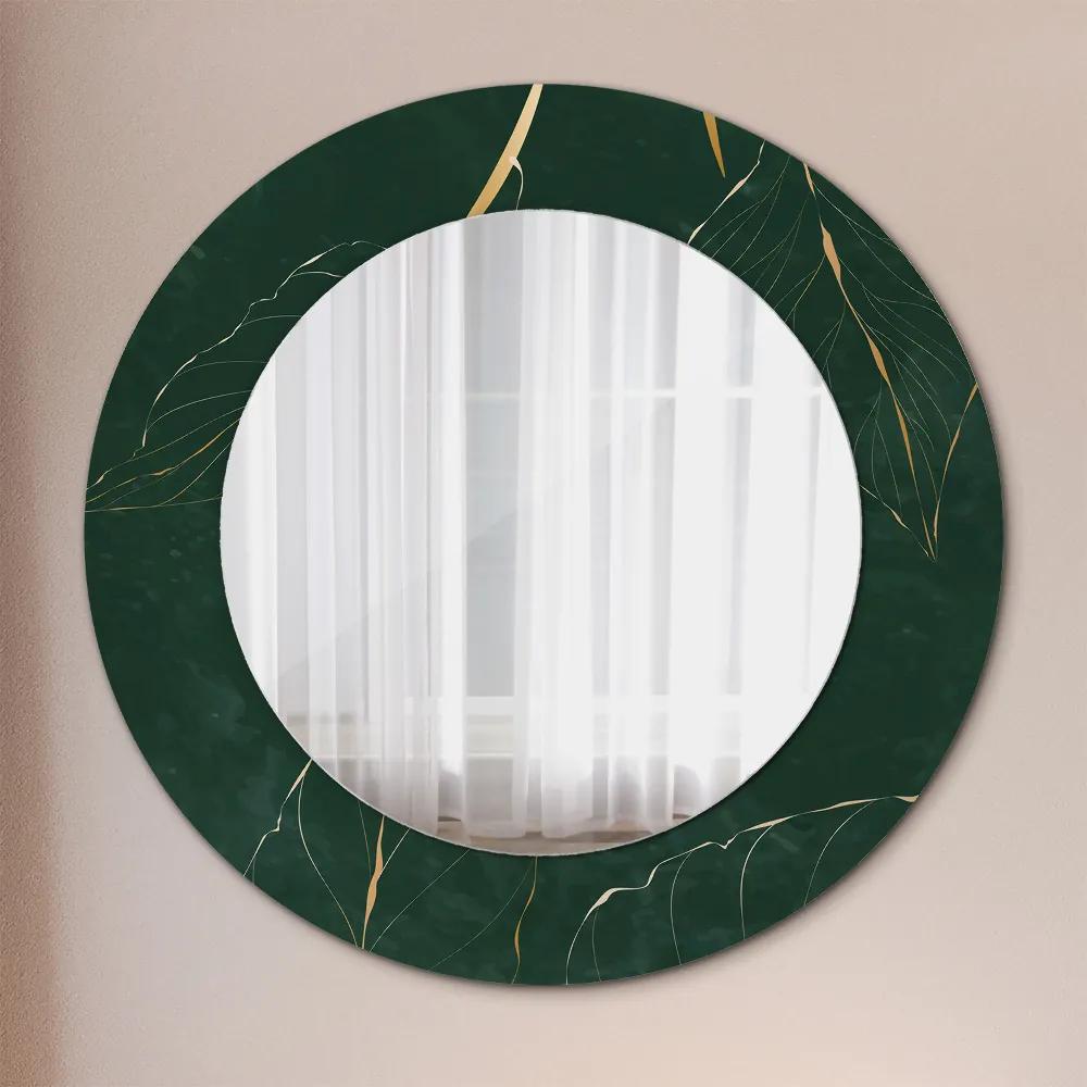 Kulaté zrcadlo rám s potiskem Jemné zlaté listy