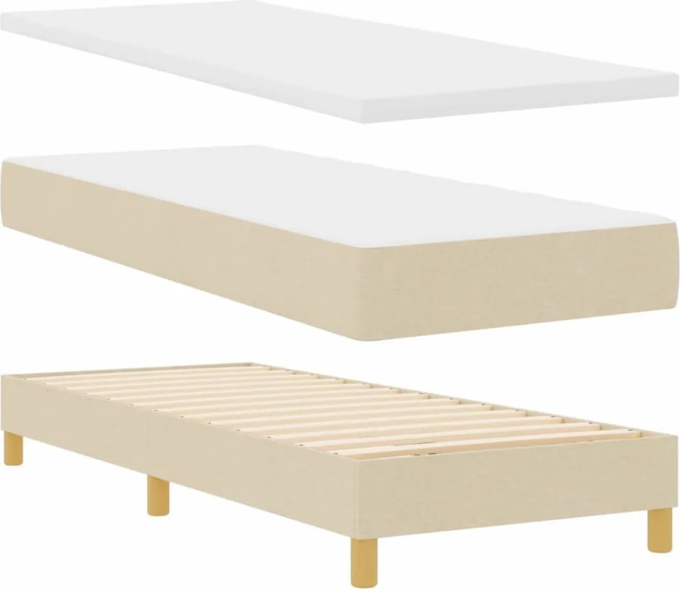 Postel s boxspringem s čelo Krémová 80 x 200 cm textil 3340246