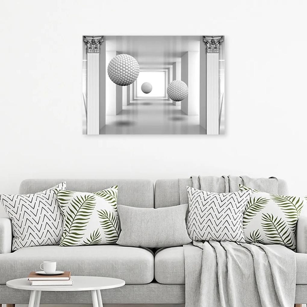 Obraz na plátně, Koule v tunelu 3D geometrie - 120x80 cm