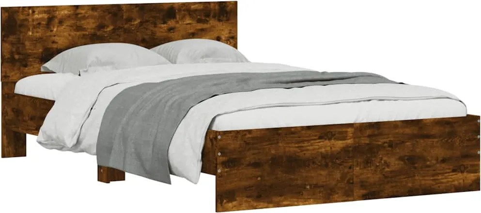 Rám postele s čelem a LED osvětlením kouřový dub 140 x 190 cm 3207627