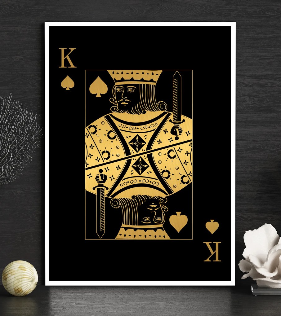 Pixada King of spades Gold - motivační obraz Velikost: B2 - 50x70 cm, Volba rámu: s černým rámem