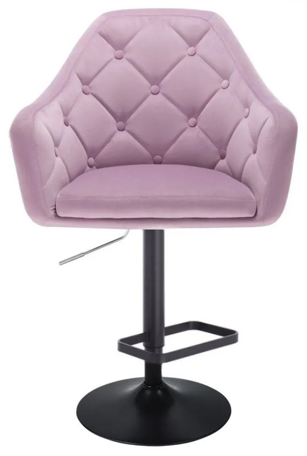 LuxuryForm DESIGN Barová židle ANDORA VELUR na černé kulaté podstavě - levandule