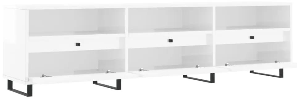 TV skříňka bílá vysoký lesk 150 x 30 x 44,5 cm kompozitní dřevo