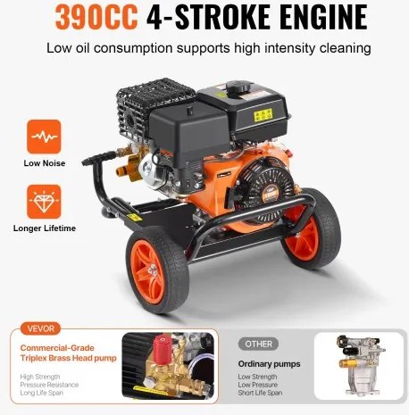 Plynová tlaková myčka 303,4 bar 15 l/min 9,8 l/min se sadou 5 trysek pro automobily