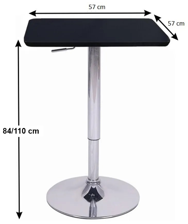 Barový stolek FLORIAN – MDF, chrom, černá Kondela