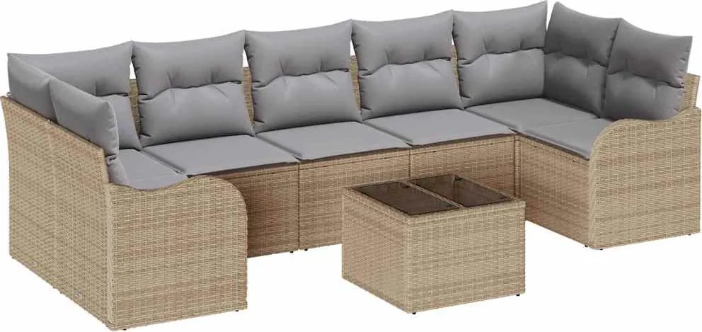 Sada zahradních pohovek 8 ks 7-Počet míst Beige a šedá 3354289