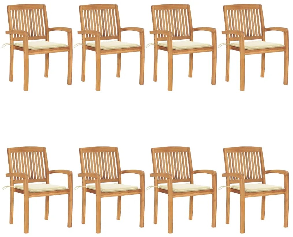 Stohovatelné zahradní židle s poduškami 8 ks masivní teak 3073242