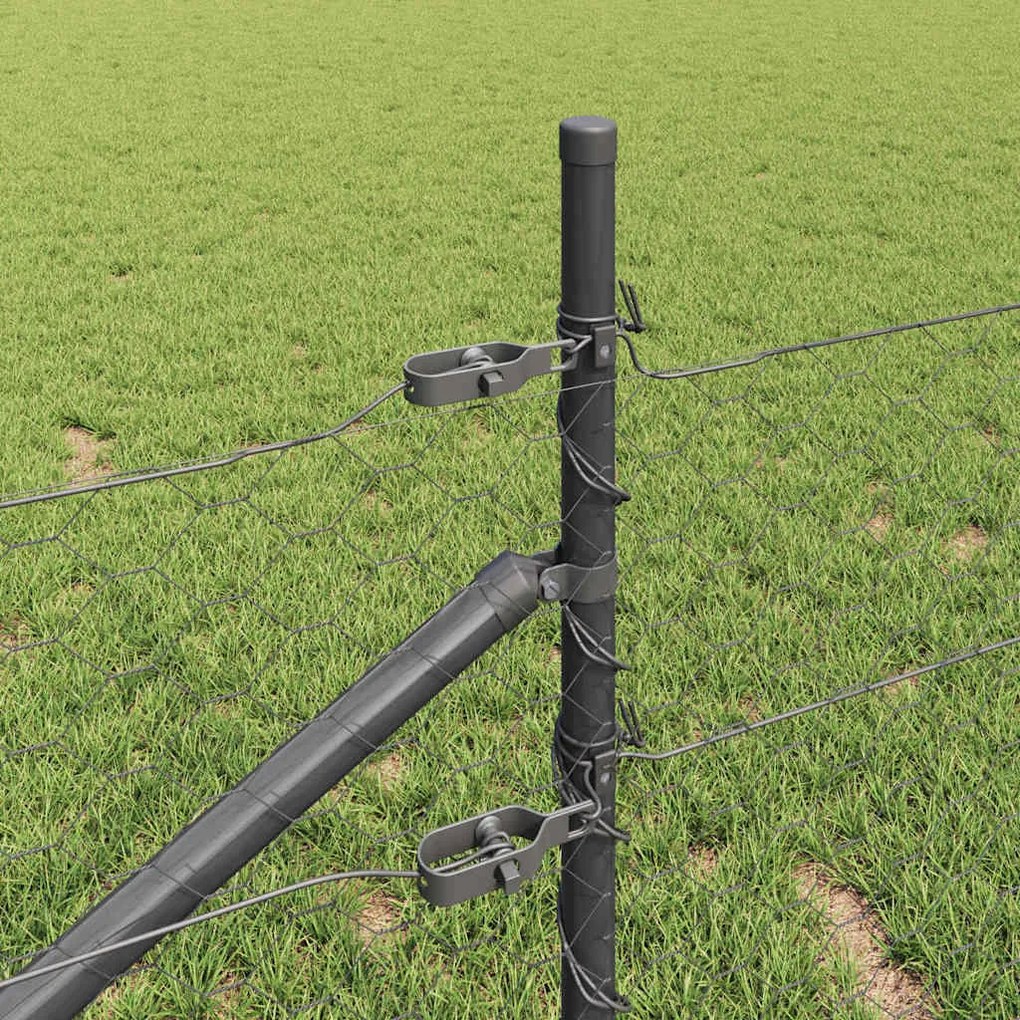 Hexagonální plot s podpěrou 10 x 0,5 m Ocel potažená PVC Šedá 3353190
