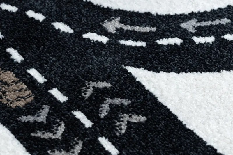 Dywany Łuszczów, Dětský kusový koberec Fun Track cream, 200x290, černobílá, dětský pokoj
