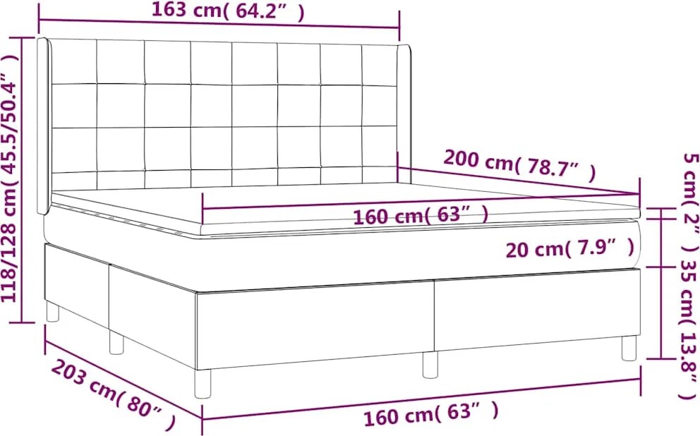 Box spring postel s matrací světle šedá 160 x 200 cm textil 3132001