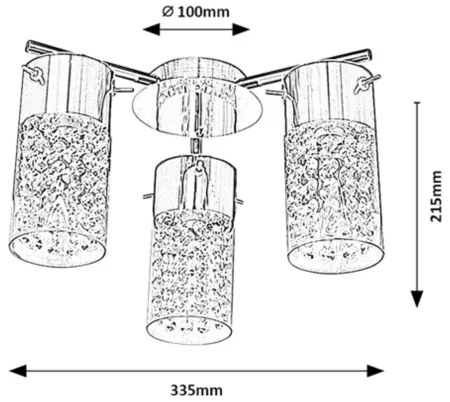Rabalux 2195- Koupelnové stropní svítidlo NIAGARA 3xE14/40W/230V IP44