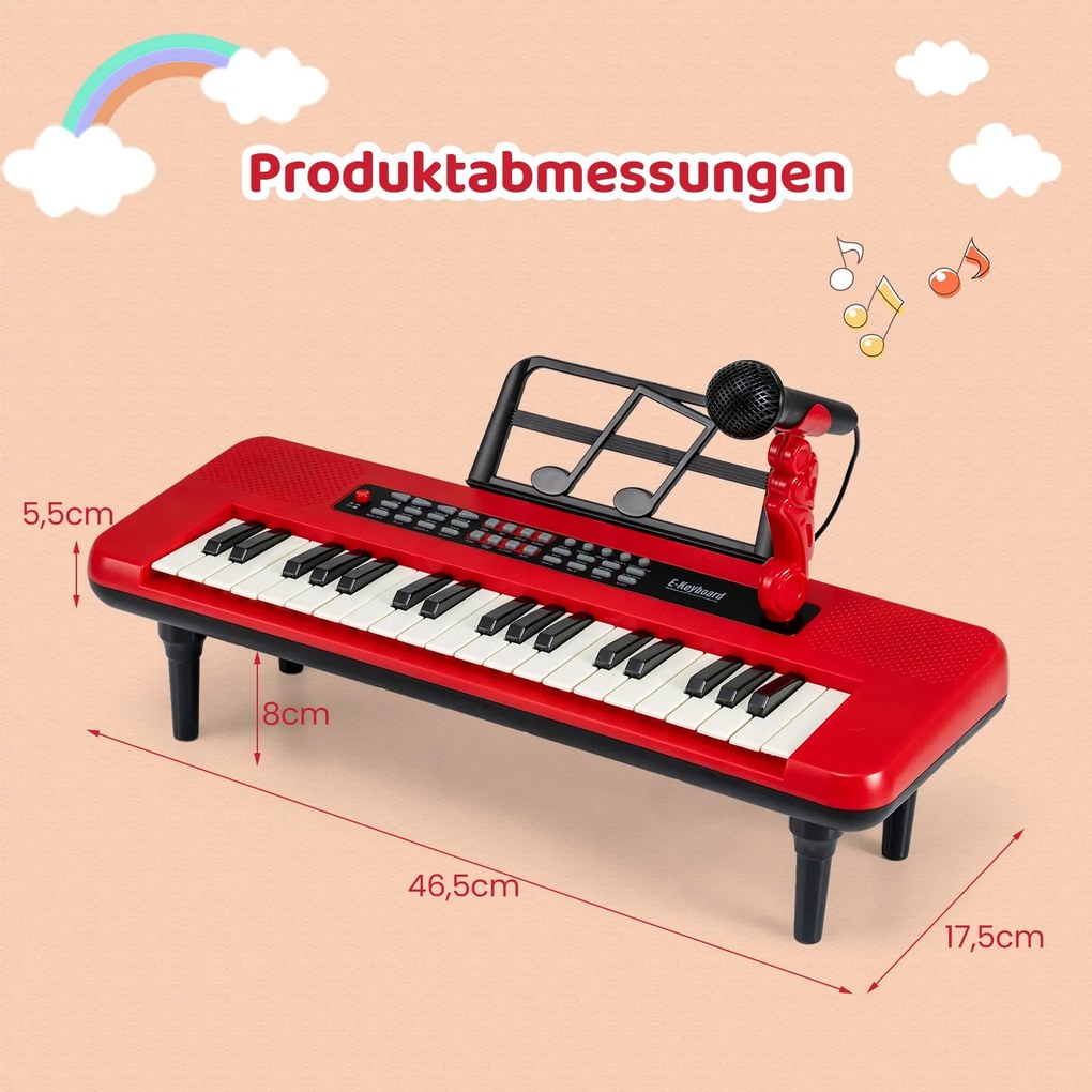 Costway 37 Klávesy Elektronické piano s mikrofonem a hudebním stojanem
