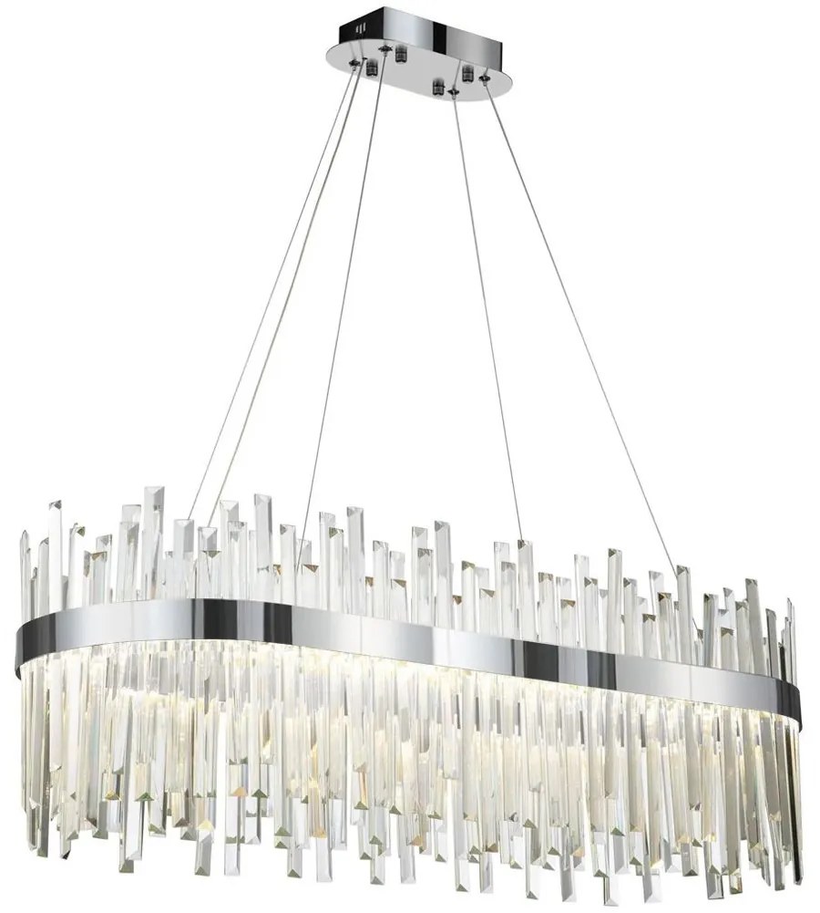Toolight Toolight, LED křišťálové svítidlo 80x35 cm, 62W, APP1514-CP80, chromová, OSW-03262