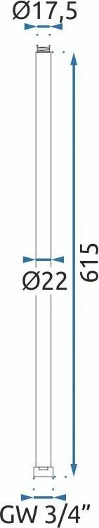 Prodloužení pro vanovou/sprchovou soupravu REA ø 22 mm - 60 cm, chrom