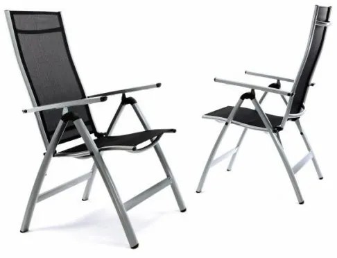 Sada 2 x extra široké zahradní židle polohovatelná - černá OEM D35214