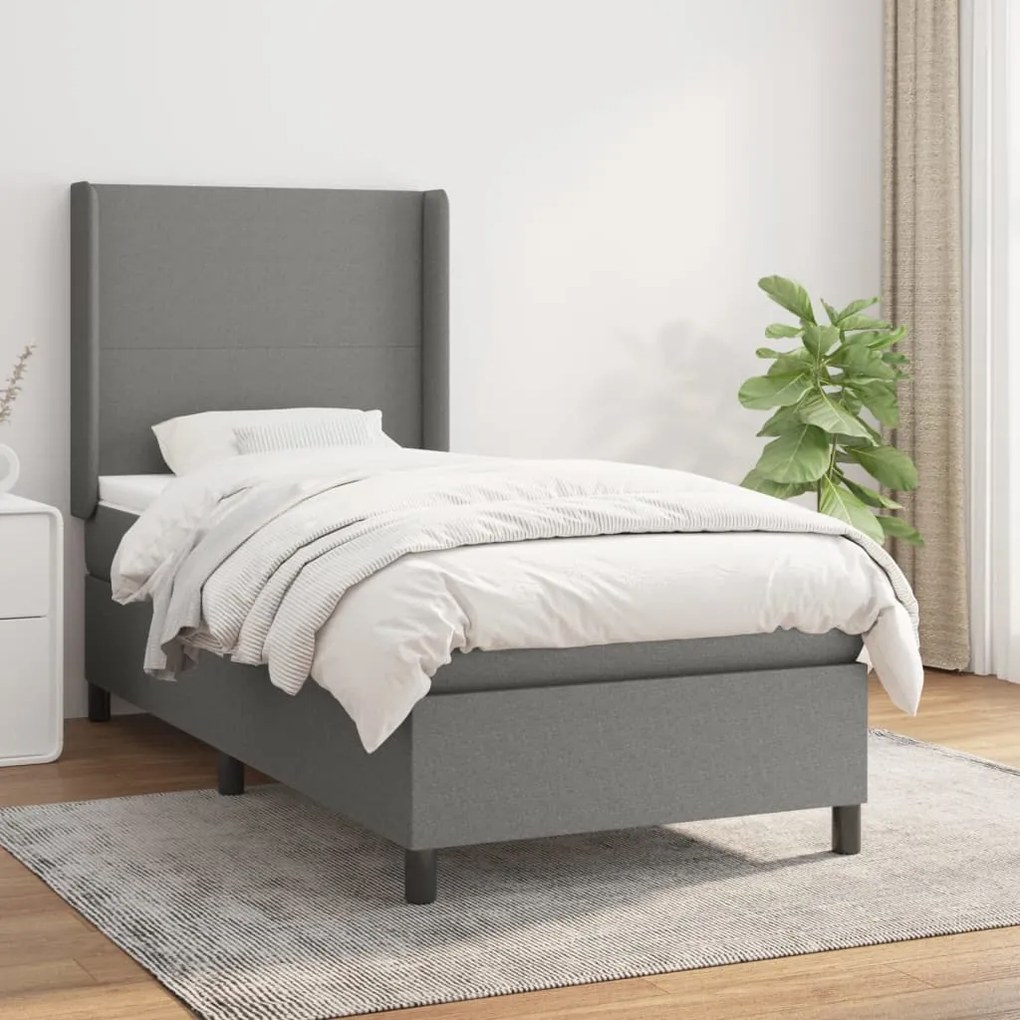 Box spring postel s matrací tmavě šedá 90x200 cm textil 3131242