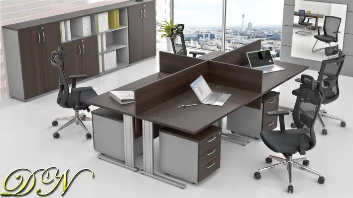 Sestava kancelářského nábytku Komfort 4.6, kaštan/šedá ZEP 4.6 07