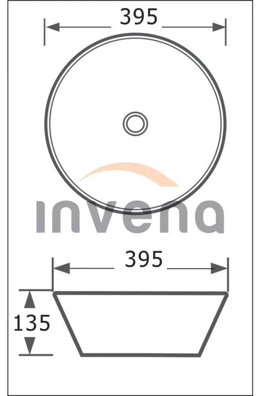 Invena Tinos, keramické umyvadlo na desku 39,5x39,5x13,5 cm, černá matná, INV-CE-43-005-C