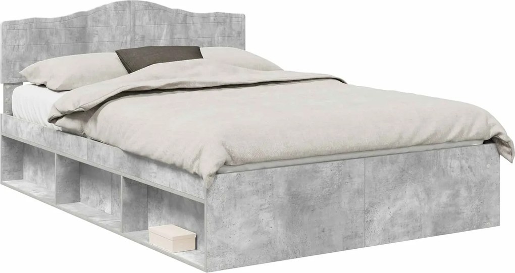 Rám postele s čelo Beton 160 x 200 cm Masivní borové dřevo 3412874