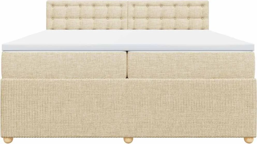 Box spring postel s matrací krémová 200x200 cm textil 3287582