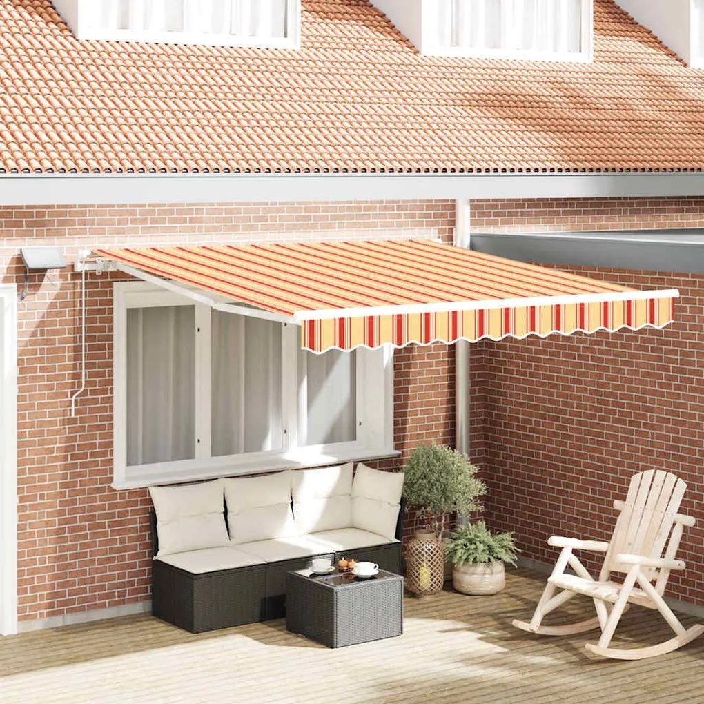 Stahovací markýza Žlutá a oranžová 350 x 250 cm Látka a hliník 3330250