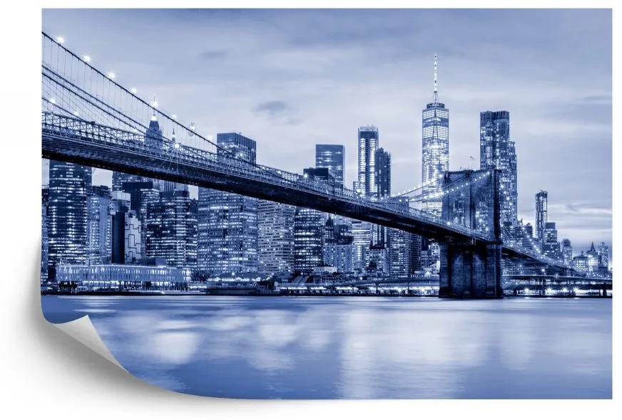 Fototapeta Brooklyn Bridge Nyc V Modré Barvě Hladký vinyl 104x70.5