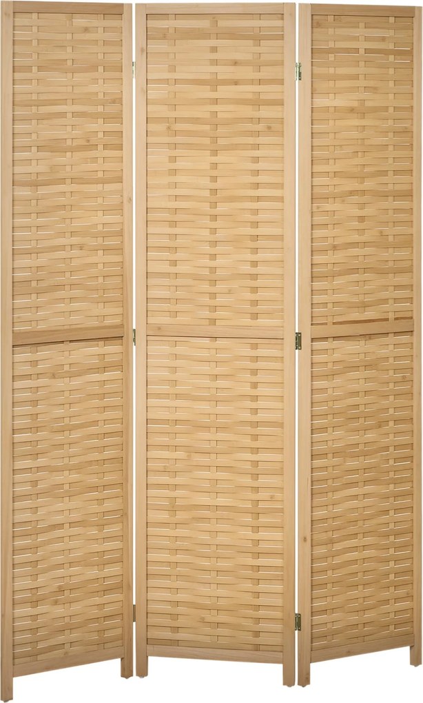 HOMCOM 3-panelový paravent, 120 x 170 cm Rozdělovač místností, Bambusová příčka, Skládací zástěna pro soukromí, Příčka pro obývací pokoj a ložnici, Př