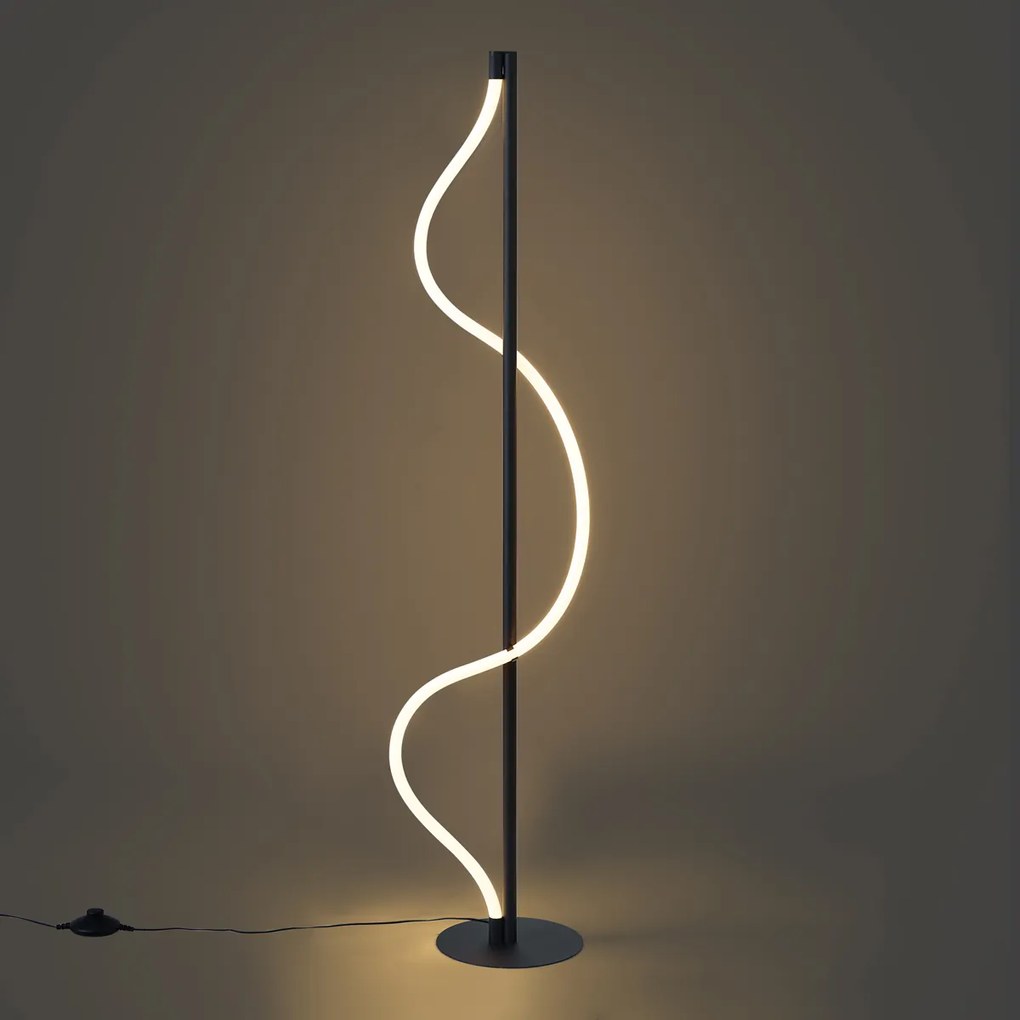 Moderní stojací lampa černá vč. LED 3-stupňové stmívání - Twirl