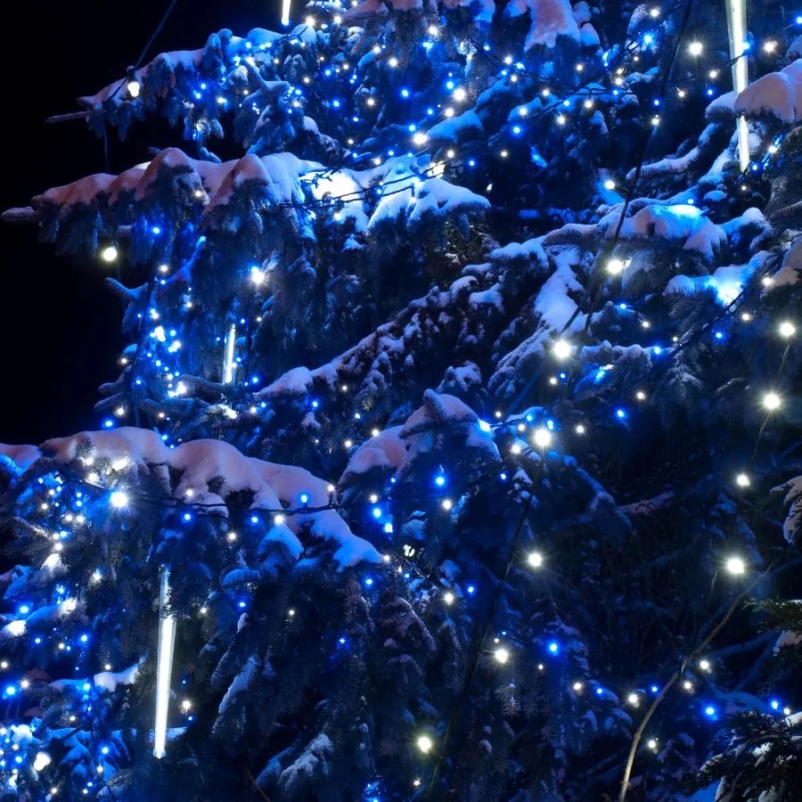Easy Fix LED světelný řetěz, 100 m, venkovní teple bílá, 400 MEGA LED, černý kabel, IP67, cívka
