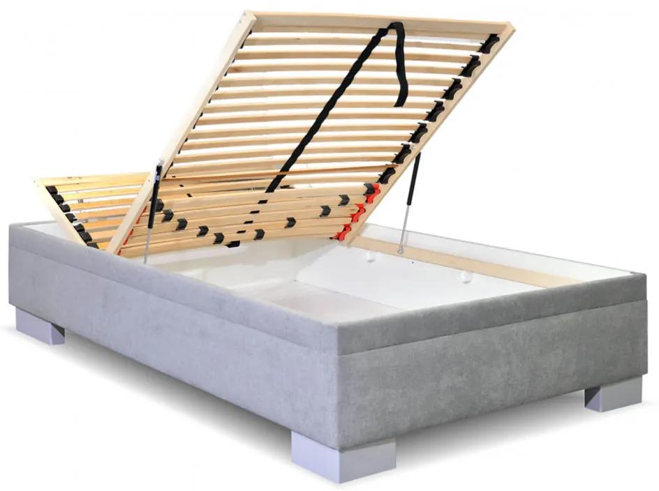 Čalouněná postel Litera, s úložným prostorem, 140x200 cm , Šedá ekokůže