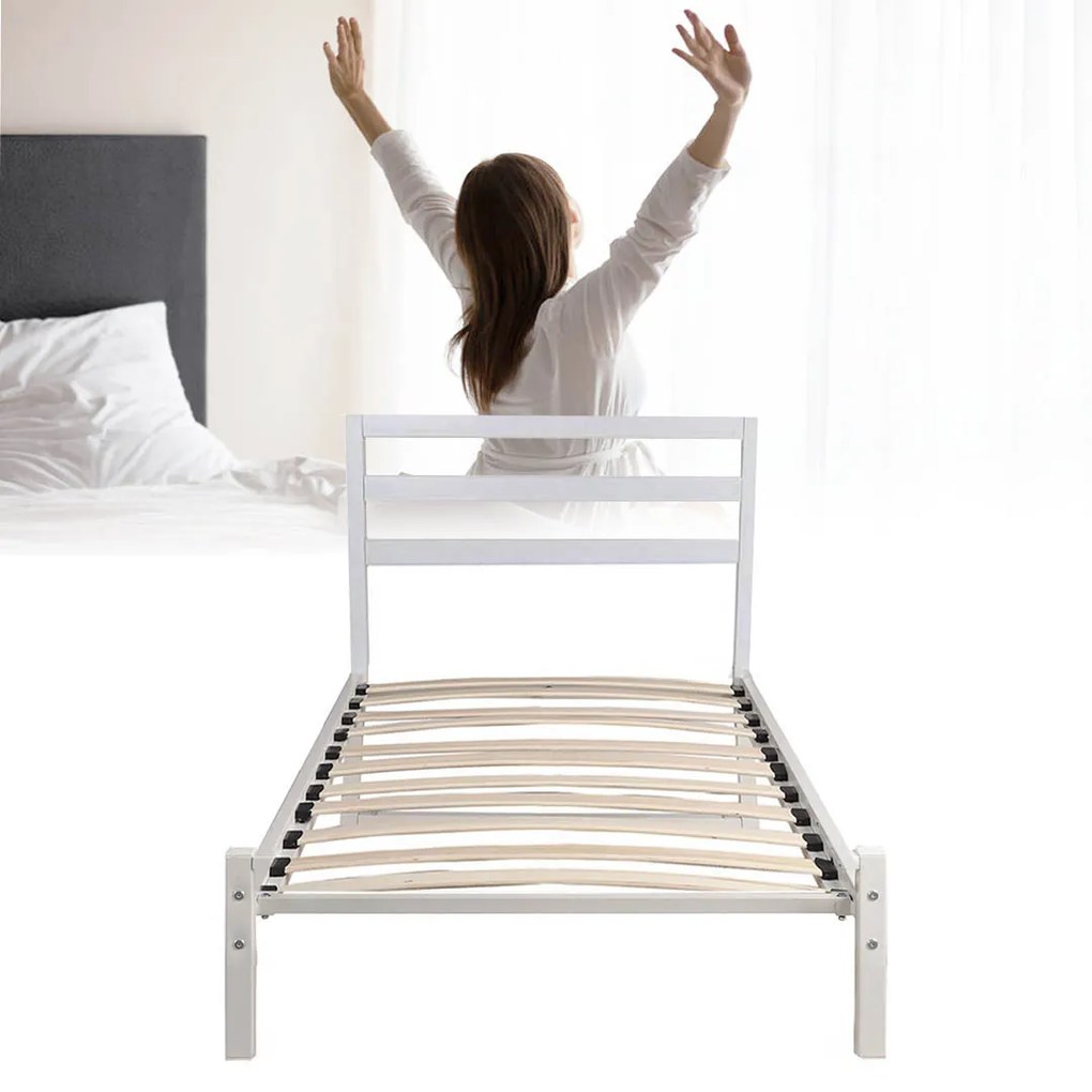 Bella kovový postelový rám s roštem jako dárek, ve více rozměrech a barvách - bílý 90x200 cm