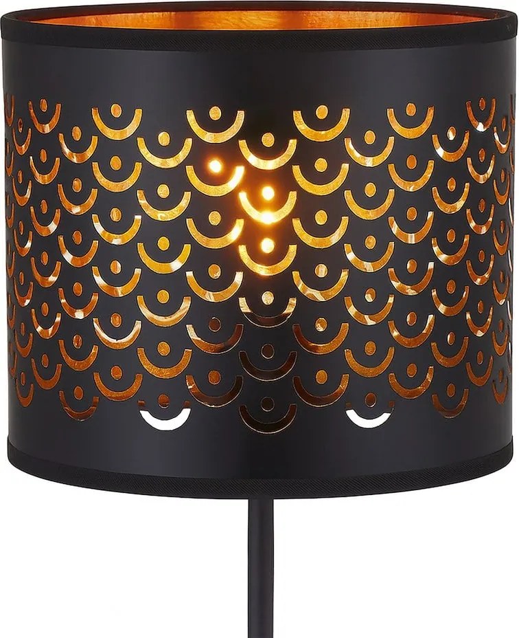 Stojací lampa Morgan, 1x plastové/černé textilní stínítko, b/g