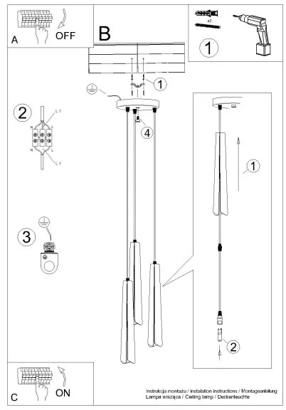 Sollux SL.1398 - Lustr na lanku PRYSM 3xG9/8W/230V bílá