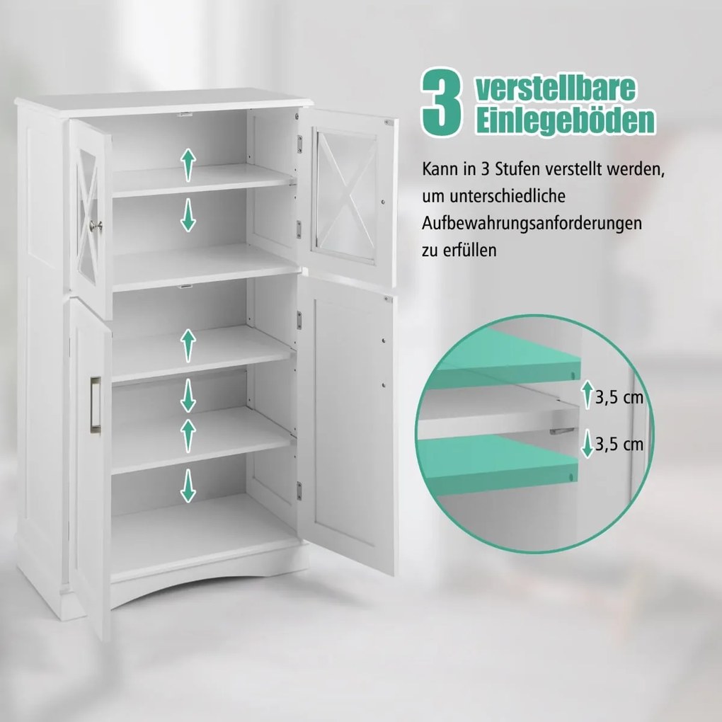 Costway WC skříňka do koupelny, na prádlo s dvířky – 60 × 30 – 60 × 30 × 108 cm