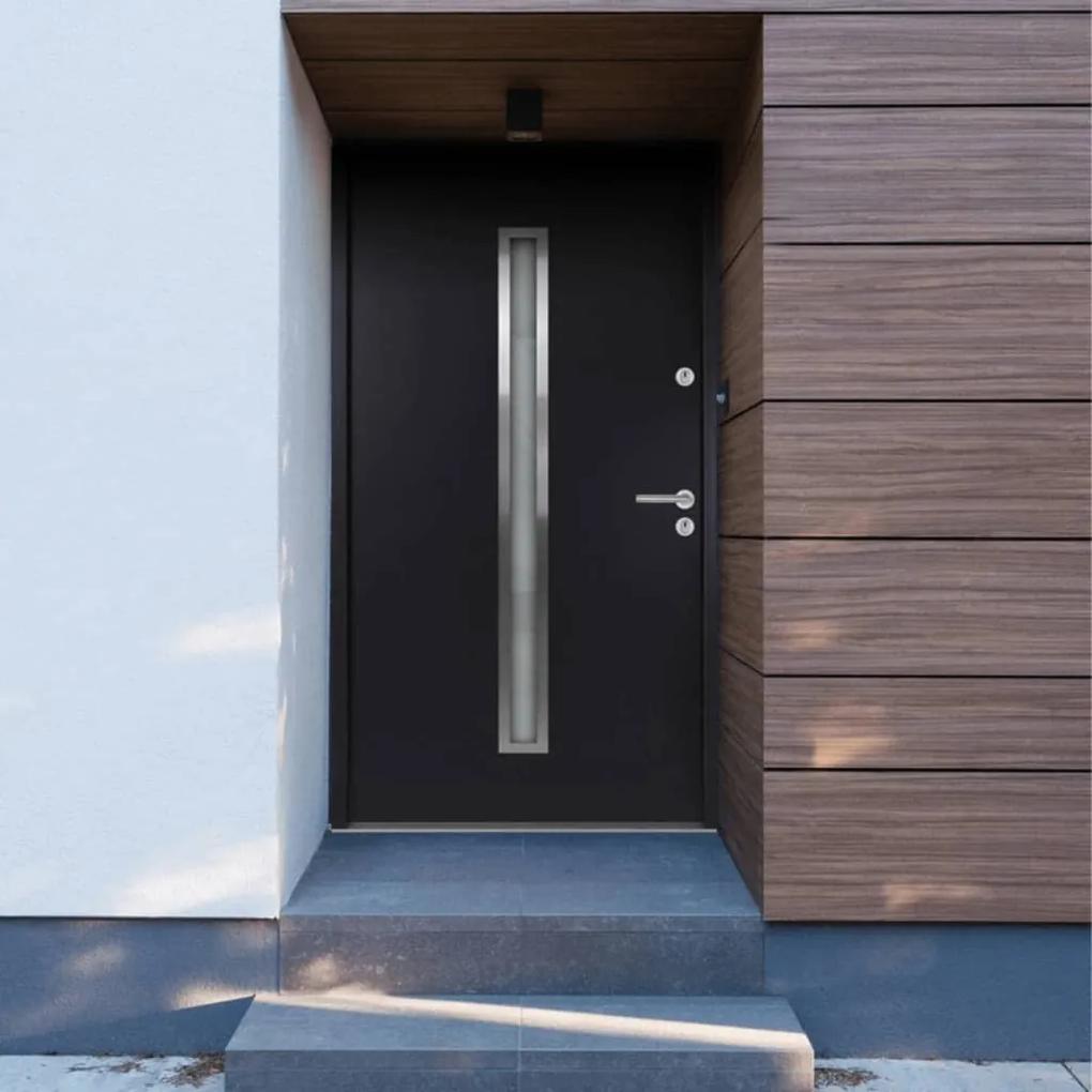 vidaXL Vchodové dveře antracitové 90 x 200 cm hliník