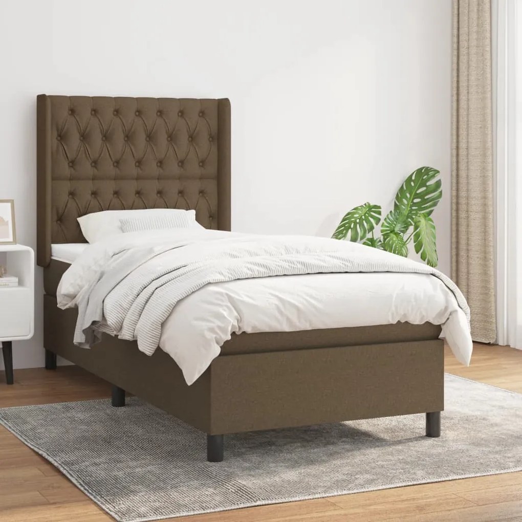 Box spring postel s matrací tmavě hnědá 90x190 cm textil 3131636