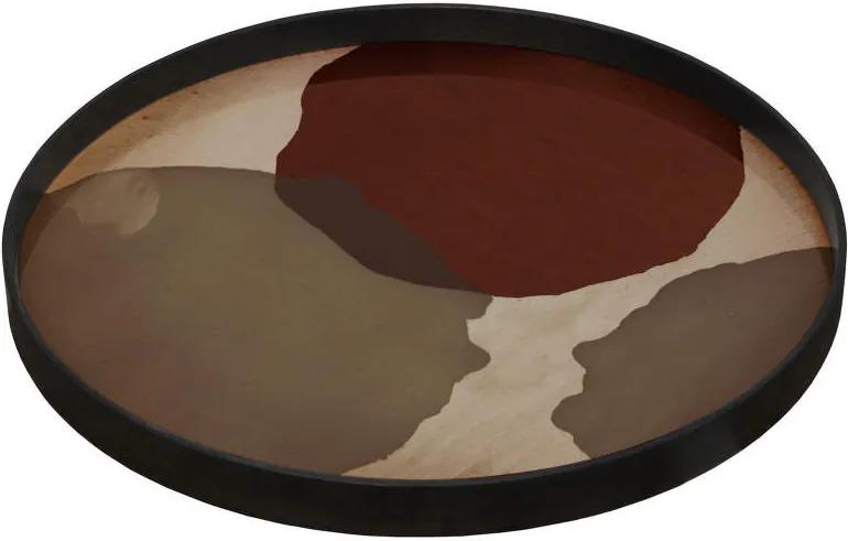 Ethnicraft Tác Glass Tray Round L, overlapping dots