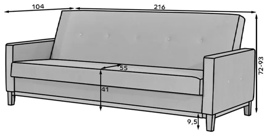 Tmavě modrá sametová rozkládací/s úložným prostorem pohovka 216 cm Selene – ELTAP