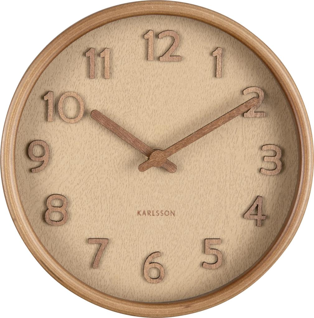 Nástěnné hodiny Pure s rámem ze dřeva 22 cm pískové