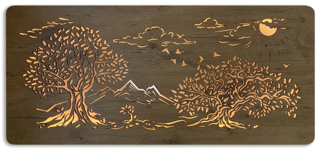 Li-Go "Tři duby" světelný obraz 230V 90x40cm provedení povrchu: bříza